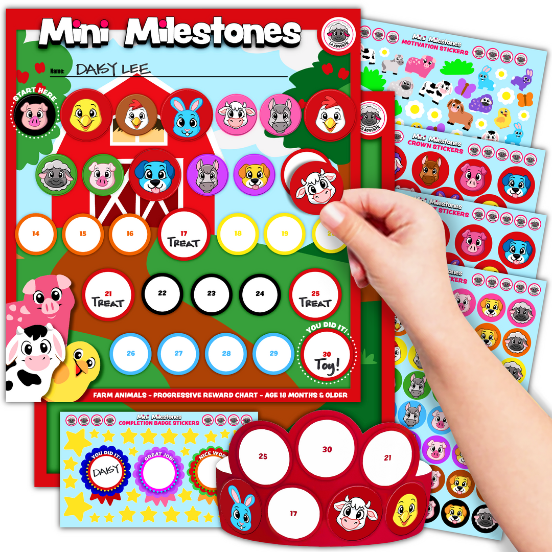Mini Milestones Potty Training Behavior Reward Chart - Farm Animals ...